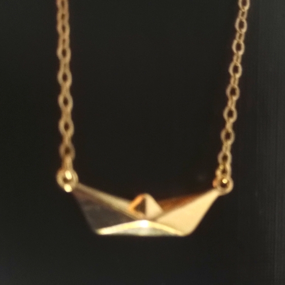 Accessories | New Delicate Gold Origami Boat Pendant Necklace Unique ...